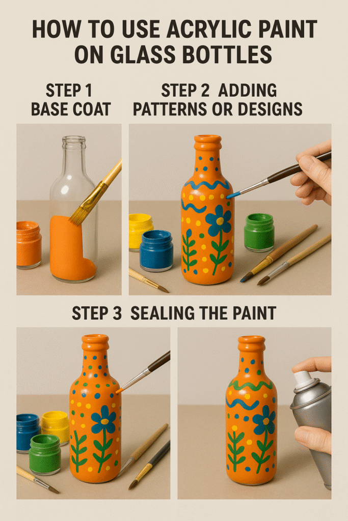 How to Use Acrylic Paint on Glass Bottles - Upcyclely - Changing The ...